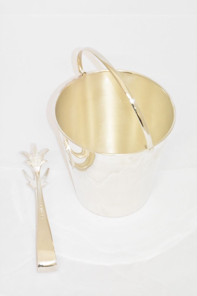 Carrs Solid Silver Ice Bucket with Tongs